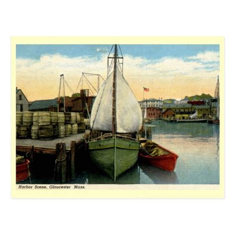 Harbor Scene Gloucester Ma Vintage Postcard