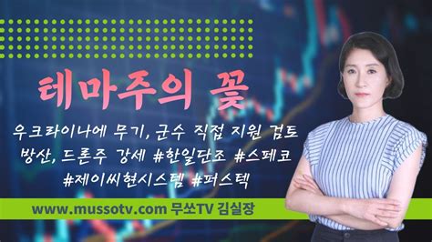 무쏘tv 김실장 241022 우크라이나에 무기 군수 직접 지원 검토 방산 드론주 강세 한일단조 스페코 제이씨현시스템 퍼스텍 Youtube