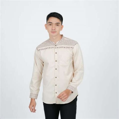 Jual Baju Koko Pria Muslim Lengan Panjang ADAM Cream Di Seller