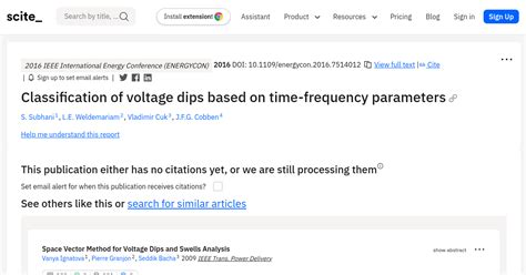 Classification Of Voltage Dips Based On Time Frequency Parameters Scite Report
