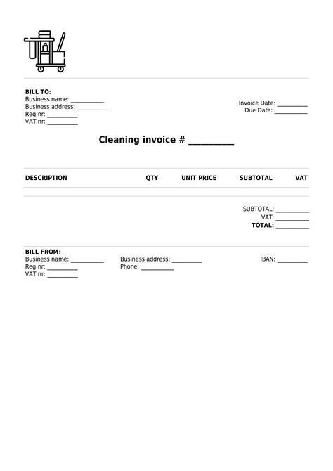 Free Cleaning Invoice Templates Uk Word Excel Pdf Google Docs