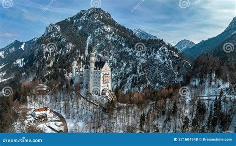 Aerial View Of The Neuschwanstein Castle Or Schloss Neuschwanstein On A