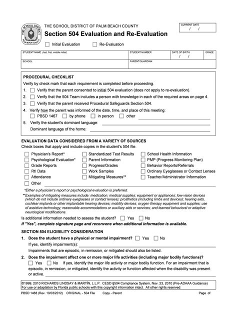 Fillable Online Section 504 Evaluation And Re Evaluation Fax Email