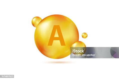 Vitamin A Gold Capsule Pill Capcule Vector Illustration Isolated On