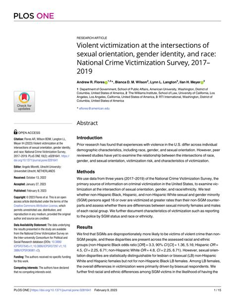 Pdf Violent Victimization At The Intersections Of Sexual Orientation