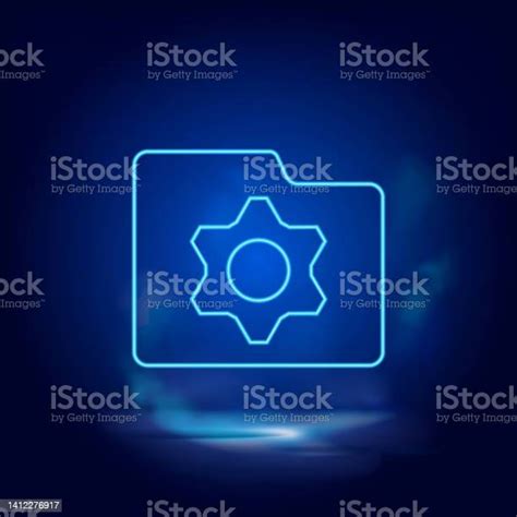 연기 효과 네온 스타일 벡터 아이콘 폴더 옵션 네온 아이콘 개념에 대한 스톡 벡터 아트 및 기타 이미지 개념 고정됨 기어