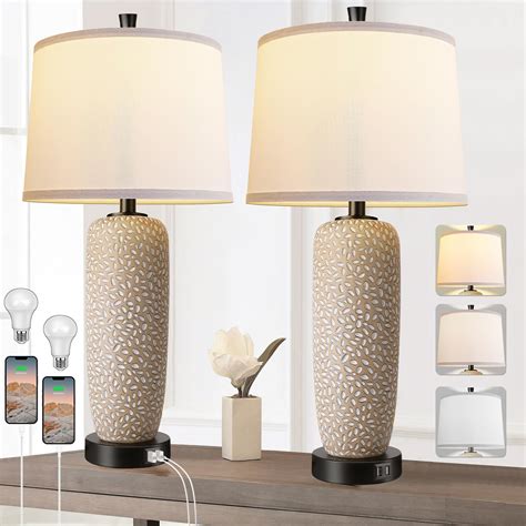 26 Farmhouse Table Lamps For Bedrooms Set Of 2 Rustic End Table Lamps