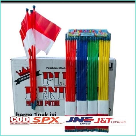 Jual Promo 20 Pcs Pluit Bedera Merah Putih Tingkat Bendera Plastik Bendera Agustus Kekinian