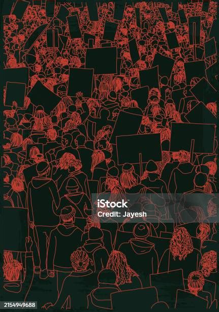 Protestors Protesting At A Protest March For Awareness In A Sketchy