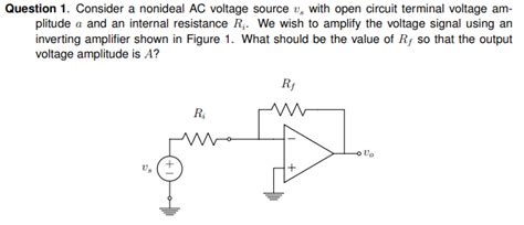 solved question 1 consider a nonideal ac voltage source v