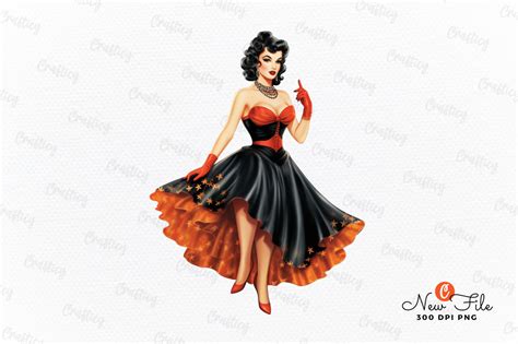 Vintage Pin Up Halloween Girl Clipart Graphic By Crafticy · Creative