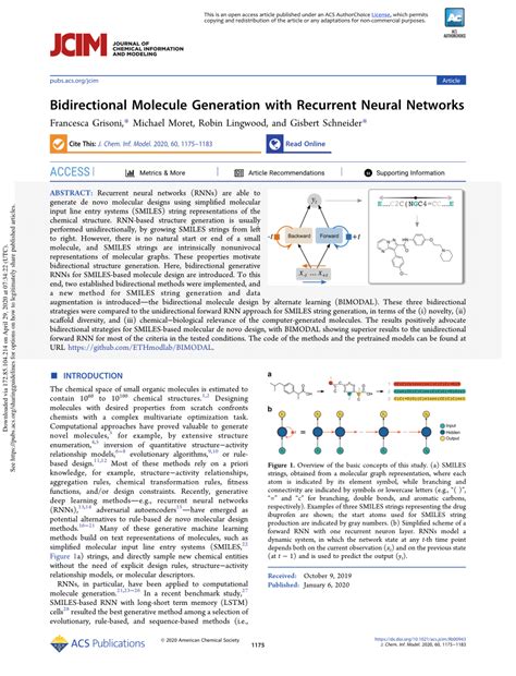 Pdf Bidirectional Molecule Generation With Recurrent Neural Networks