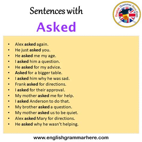 Sentences With Asked Asked In A Sentence In English Sentences For