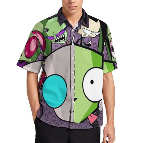 Invader Zim Hawaiian Shirts For Men Fashion Button Down Short Sleeve