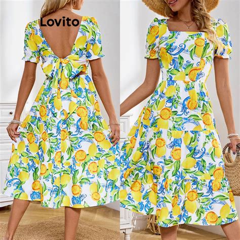 Lovito Boho Ditsy Floral Estrutura Linha Camada Vestido Em Camadas Para