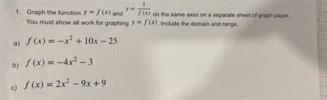 Solved 1 Graph The Function Yfx And Yfx1 On The Same