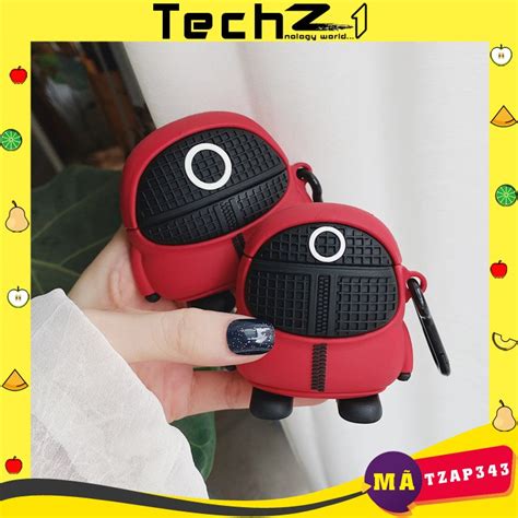 Case Airpods 123pro Squid Game Nhân Vật Mặt Tròn Ốp Airpods Squid