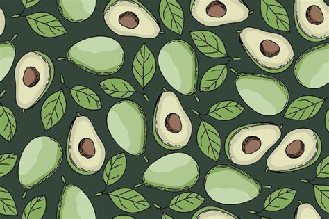Premium Vector | Seamless pattern avocado vector drawing