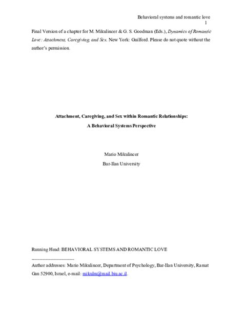 Doc Attachment Caregiving And Sex Within Romantic Relationships