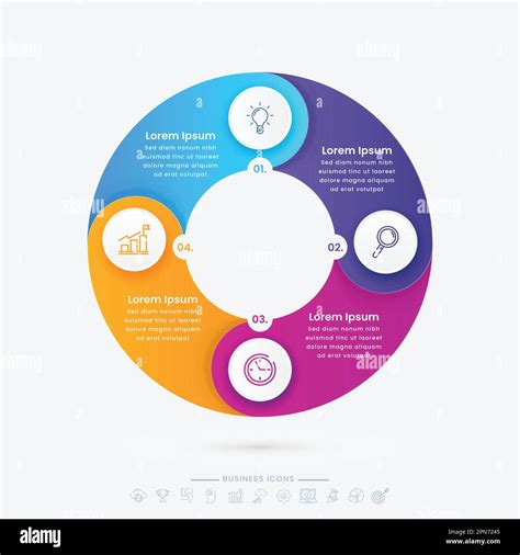 Circular Infographic Diagram With Business Icons And 4 Options Can Be Used As Workflow