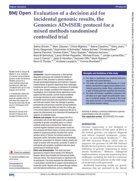 Pdf Evaluation Of A Decision Aid For Incidental Genomic Results The Genomics Adviser