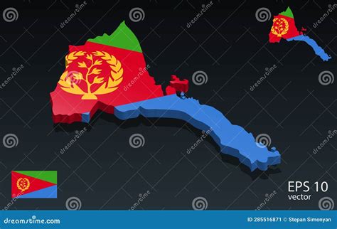 3d Eritrea Map And Flag 3d Shape Design Independence Day Concept