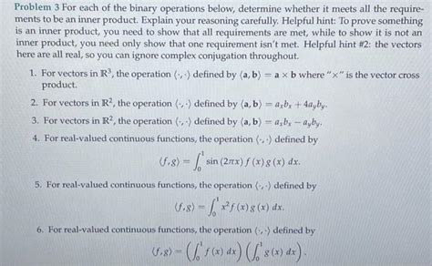 Solved Problem 3 For Each Of The Binary Operations Below Chegg