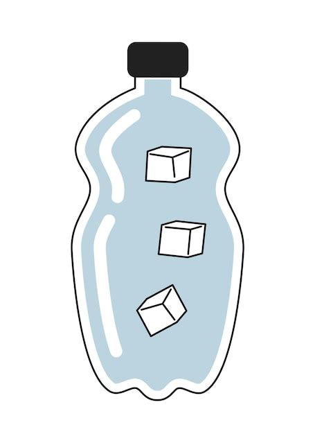 Premium Vector Water Bottle With Ice Cubes Monochrome Flat Vector Object Mineral Water For