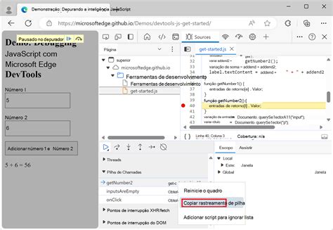 Funcionalidades de depuração de JavaScript Microsoft Edge Developer documentation Microsoft