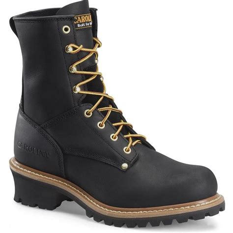 Carolina Mens Elm 8 Unlined Logger Slip Resist Work Boot Black Ca8