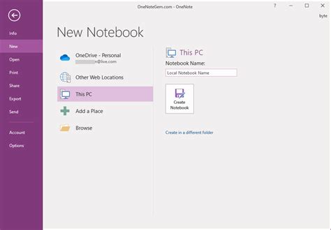 how to create onenote local notebook office onenote gem add ins