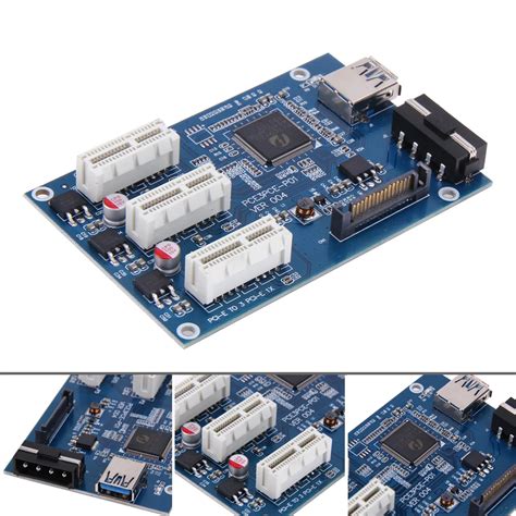3 In 1 PCI Express PCI E 1X Slots Riser Card Expansion Adapter PCI E