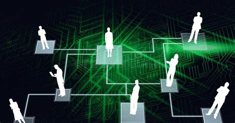 Composition Of Network With People Digital Icons Over Processor Circuit