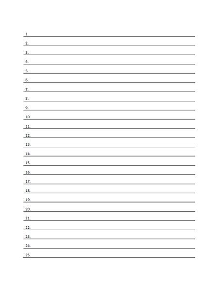 Numbered Lines Template