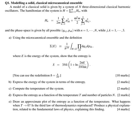 Solved Q1 Modelling A Solid Classical Microcanonical Chegg