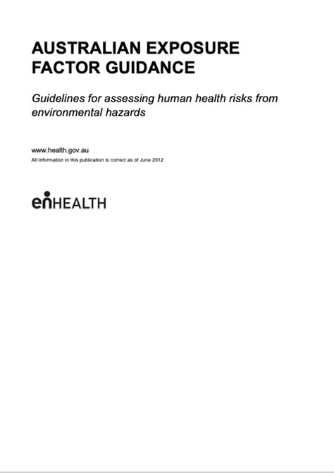 Enhealth Guidance Australian Exposure Factor Guide Australian