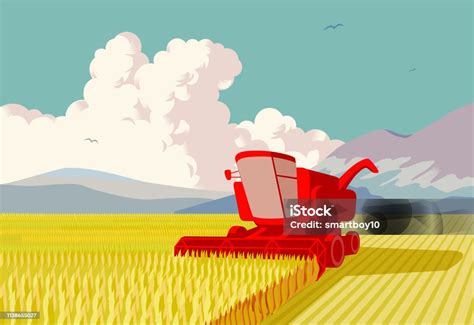 聯合收割機向量圖形及更多農業圖片 農業 收割 農場 Istock