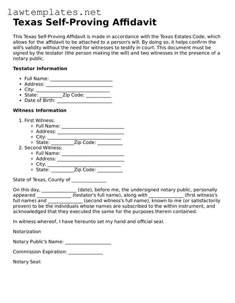 Make A Valid Texas Self Proving Affidavit With Our Printable Template