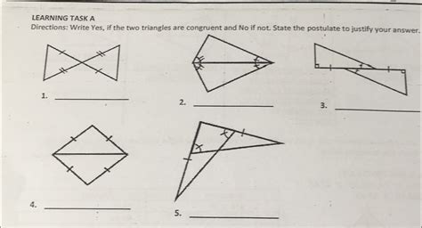Solved Learning Task A Directions Write Yes If The Two Triangles Are