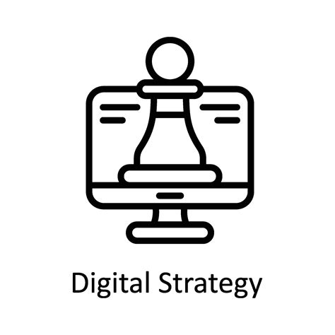 Digital Strategy Vector Outline Icon Design Illustration Digital Marketing Symbol On White