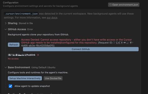 Background Agent Git Connexion Bug Reports Cursor Community Forum