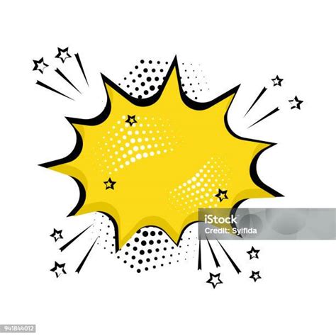 텍스트에 대 한 노란색 만화 거품이 있다입니다 팝 아트 스타일에서 만화 음향 효과입니다 사운드 거품 음성 단어와 만화 만화 식 그림 소리 벡터 일러스트입니다 유머에 대한