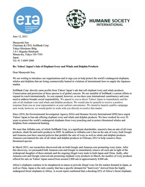 Letter To Softbank Ceo Masayoshi Son — Eia