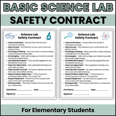 Science Lab Safety Contract Elementary Stem Rules And Expectations