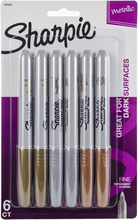 Sharpie Metallic Fine Point Permanent Markers 6pkg Gold Silver