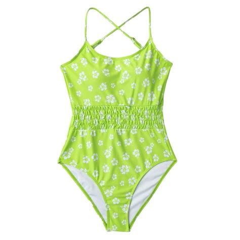 Zhizaihu Swimsuits One Piece Tummy Control One Piece Swimsuit V Neck Bathing Suits Green M