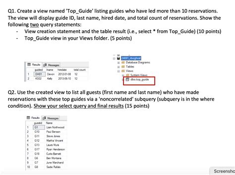 Q1 Create A View Named Topguide Listing Guides