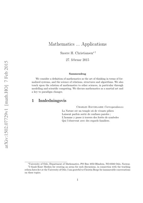 PDF Mathematics Applications