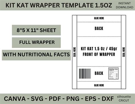 Kit Kat Wrapper Template 15oz45g Candy Wrapper Kit Kat Candy Bar