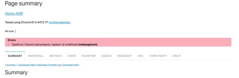 Webpagetest Plugin Runs But Throws Error In Summary Page · Issue 3401